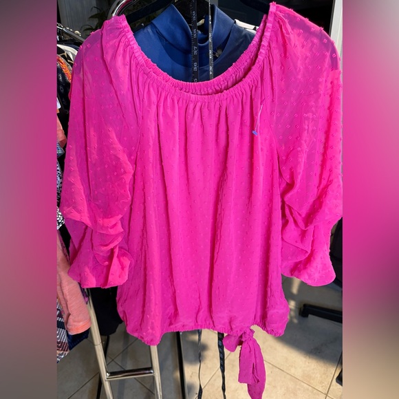 CeCe | Tops | Cece Brand Blouse In Hot Pink Size Medium Ruched 34 ...